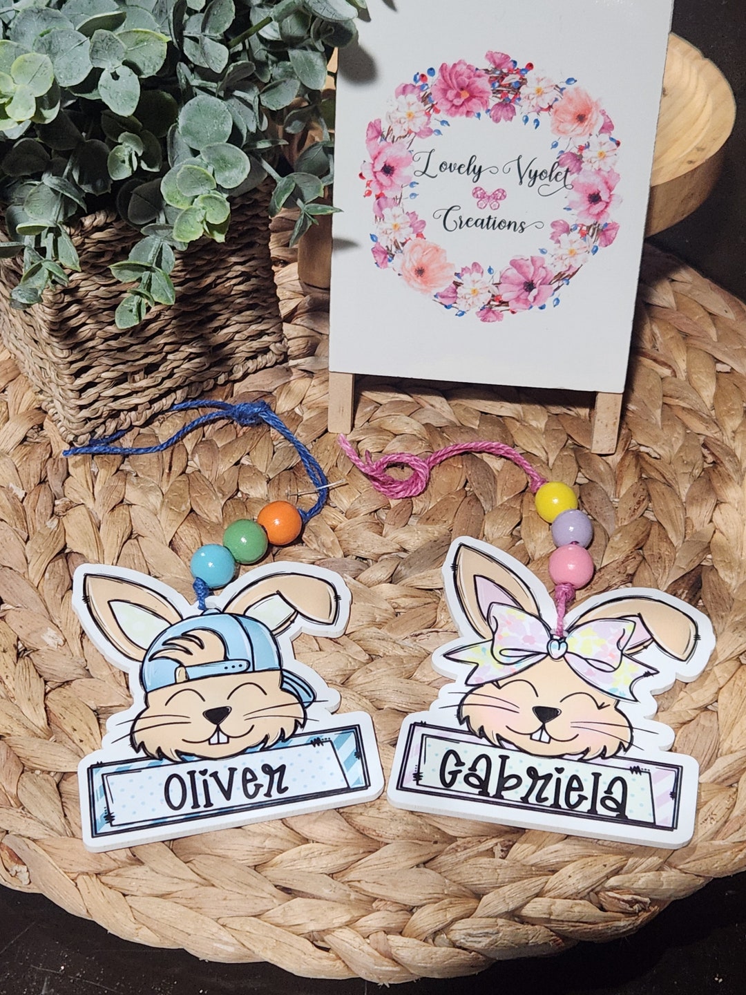 Easter Bunny Basket Name Tags - Etsy