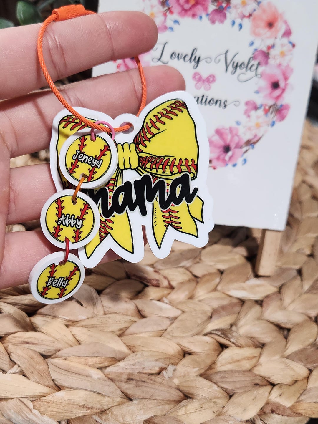 Softball Mama Bow Keychains - Etsy