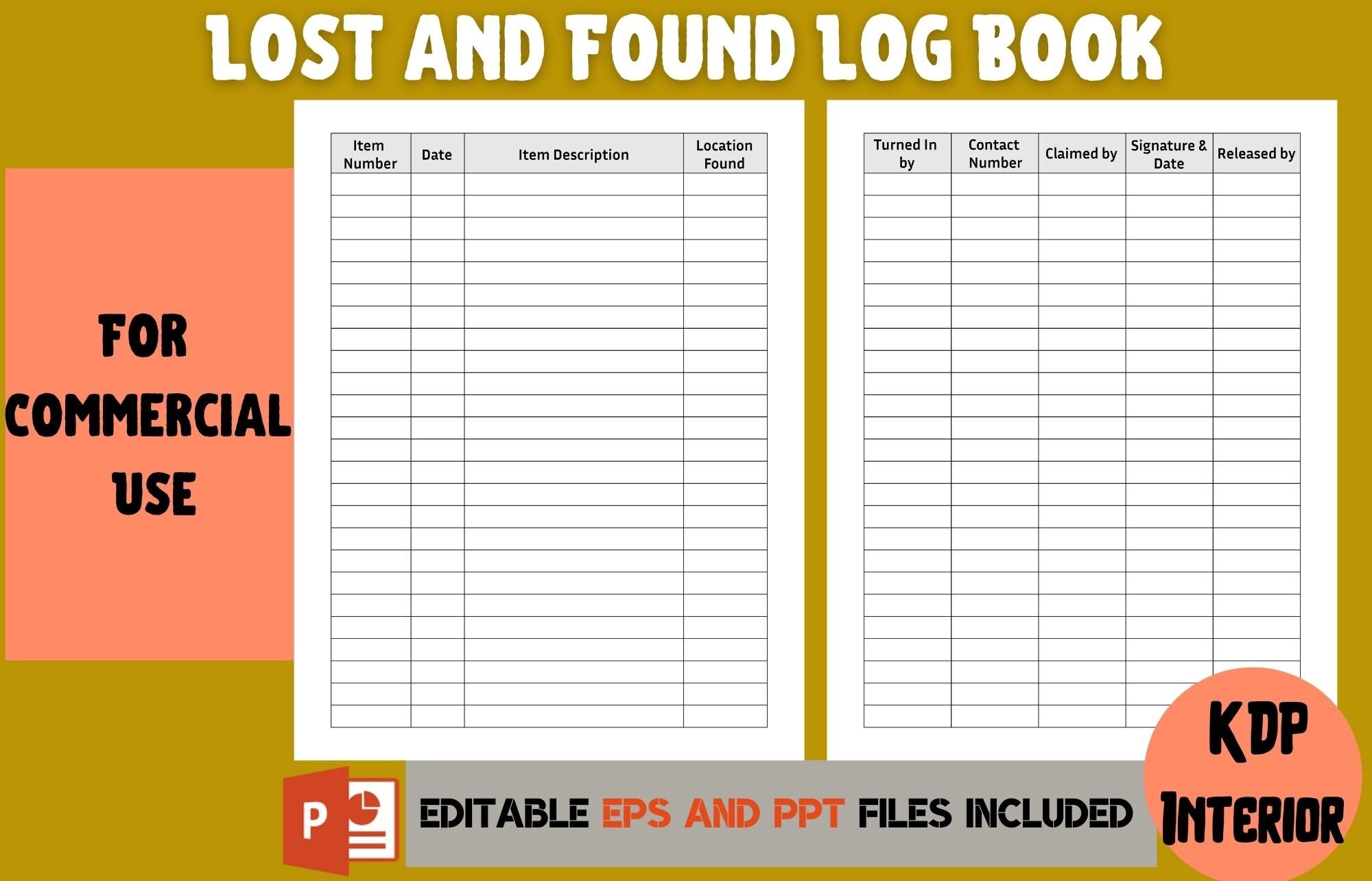Lost and Found Log Book KDP Interior | Etsy Lost and Found Log Book KDP Interior | Etsy