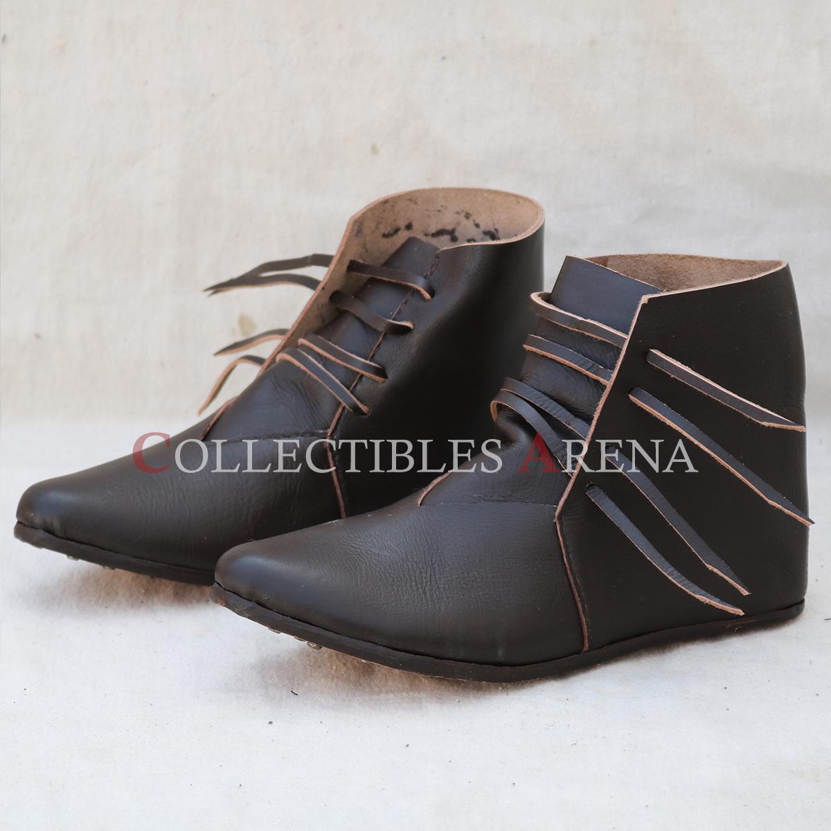 Medieval Baynard Castle Styled Laced 14th-15th Century Ankle Boots for ...