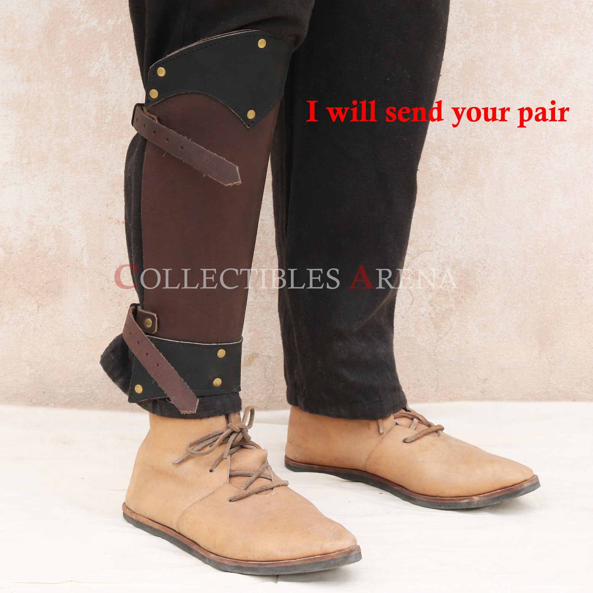 Leather Armor Bracers & Greaves Set for Larp Fantasy and - Etsy