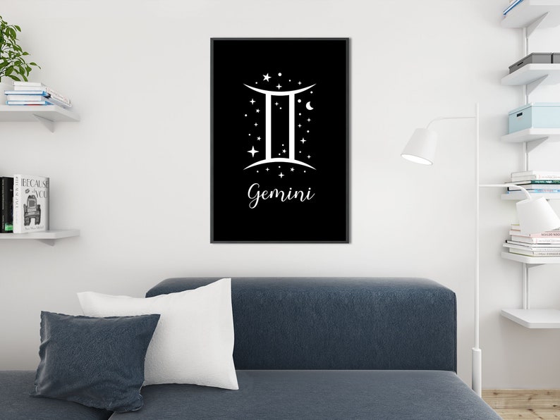 Gemini Print, Zodiac Printable, Gemini Zodiac Gifts, Zodiac Sign ...