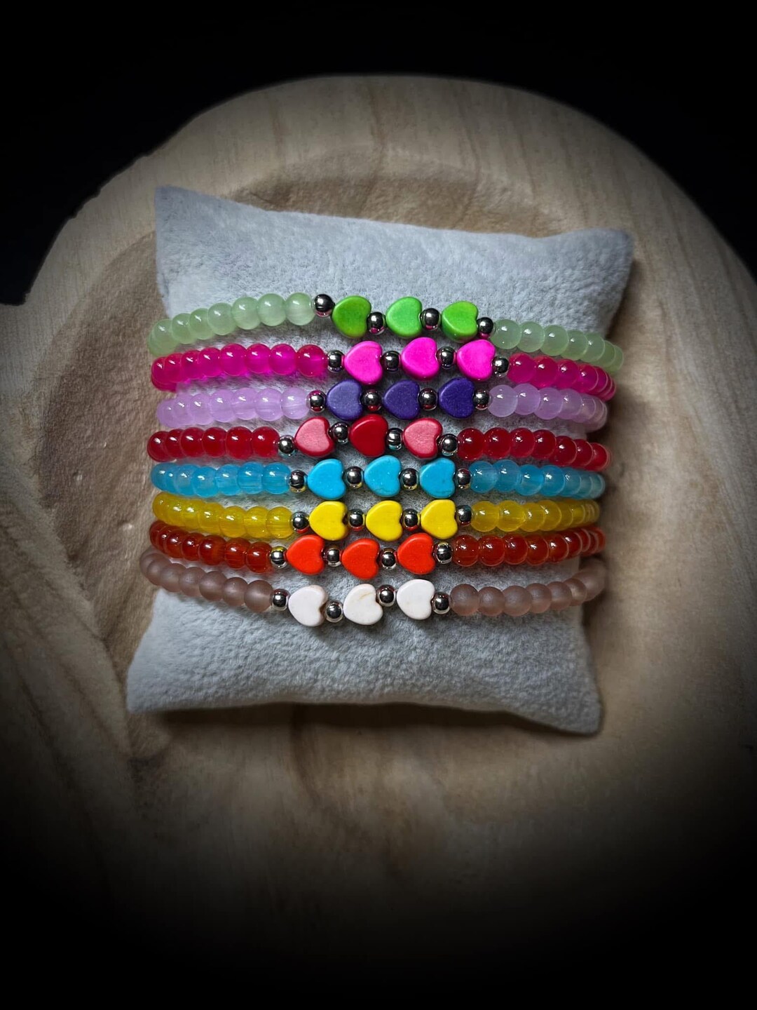 Beaded Heart Stretch Bracelets - Etsy