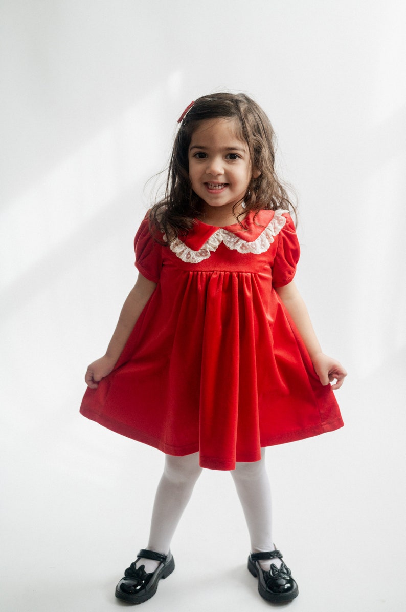 Red Velvet Collar Dress for Baby and Toddler Girls Girls - Etsy