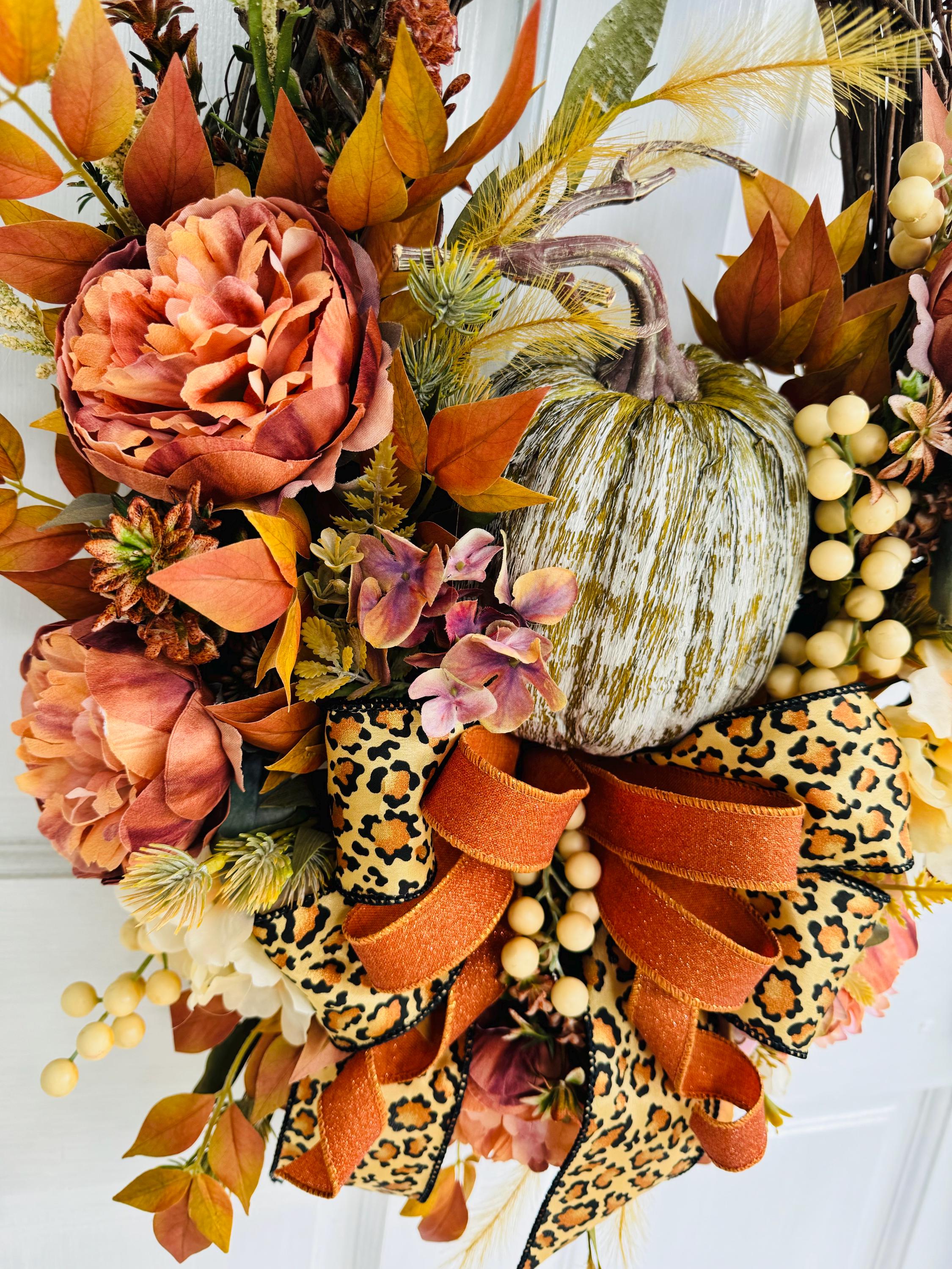 Fall Pumpkin Front Door Wreath, Fall Wreath,pumpkin Wreath, Fall Door ...