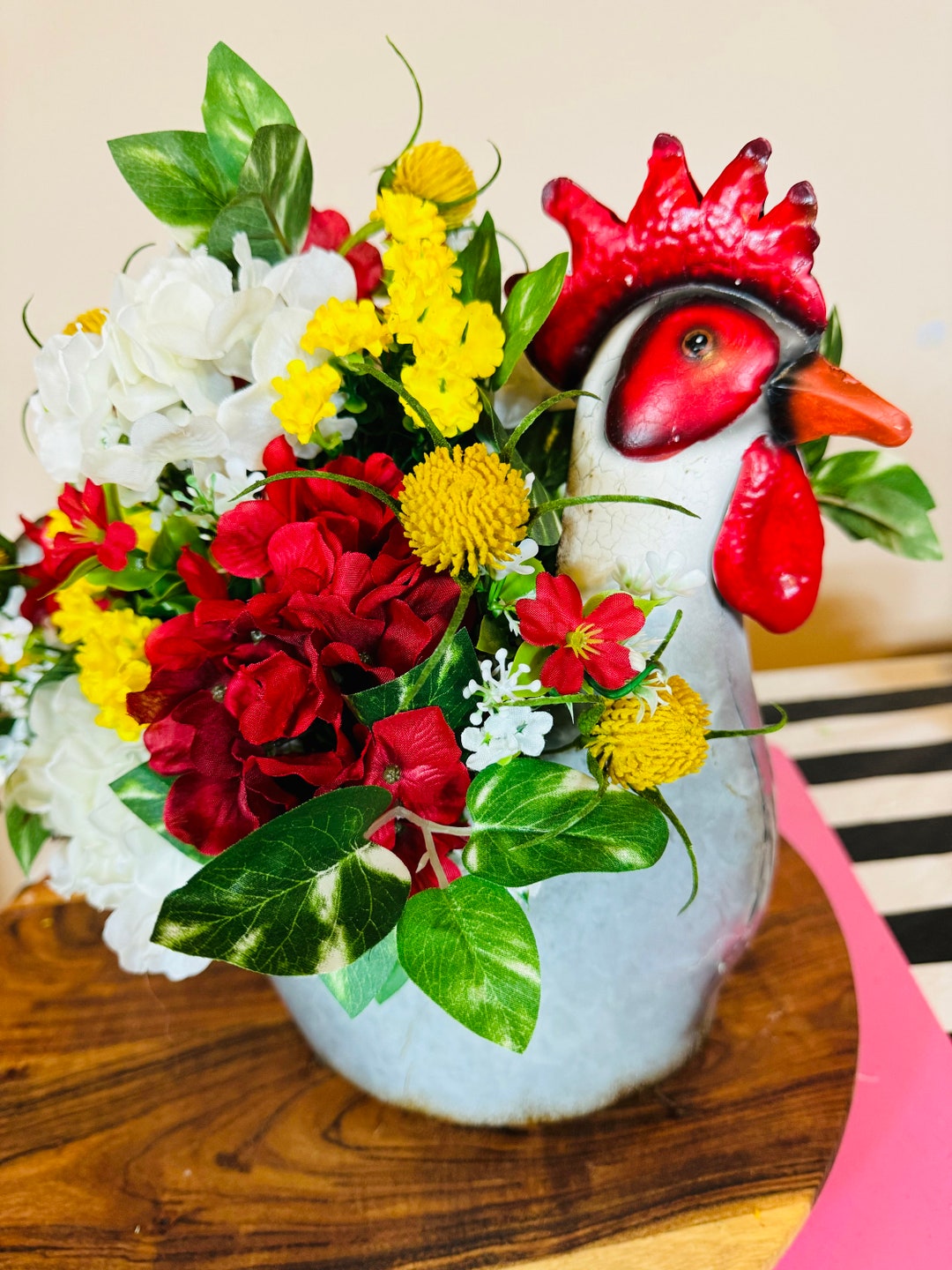 Rooster Table Arrangement, Rooster Centerpiece, Farmhouse Table Decor ...