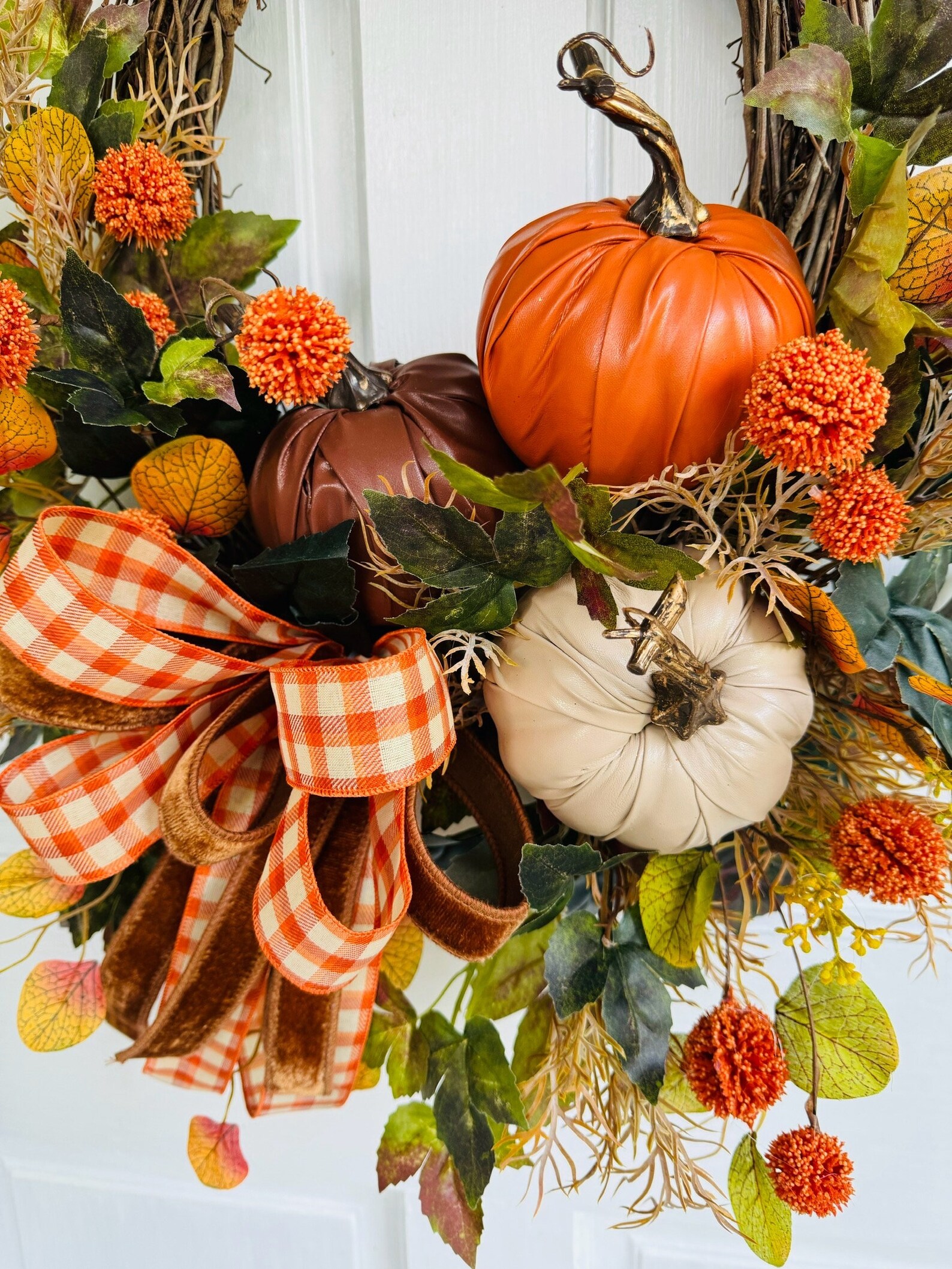 Fall Pumpkin Front Door Wreath, Falll Door Wreath, Pumpkin Door Decor ...