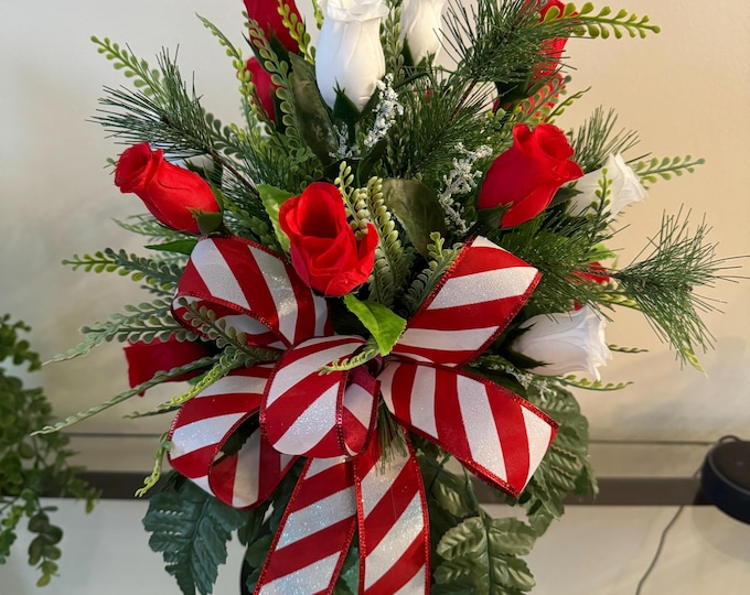 Winter Cemetery Arrangement, Christmas Cemetery Cone, Sympathy Floral ...