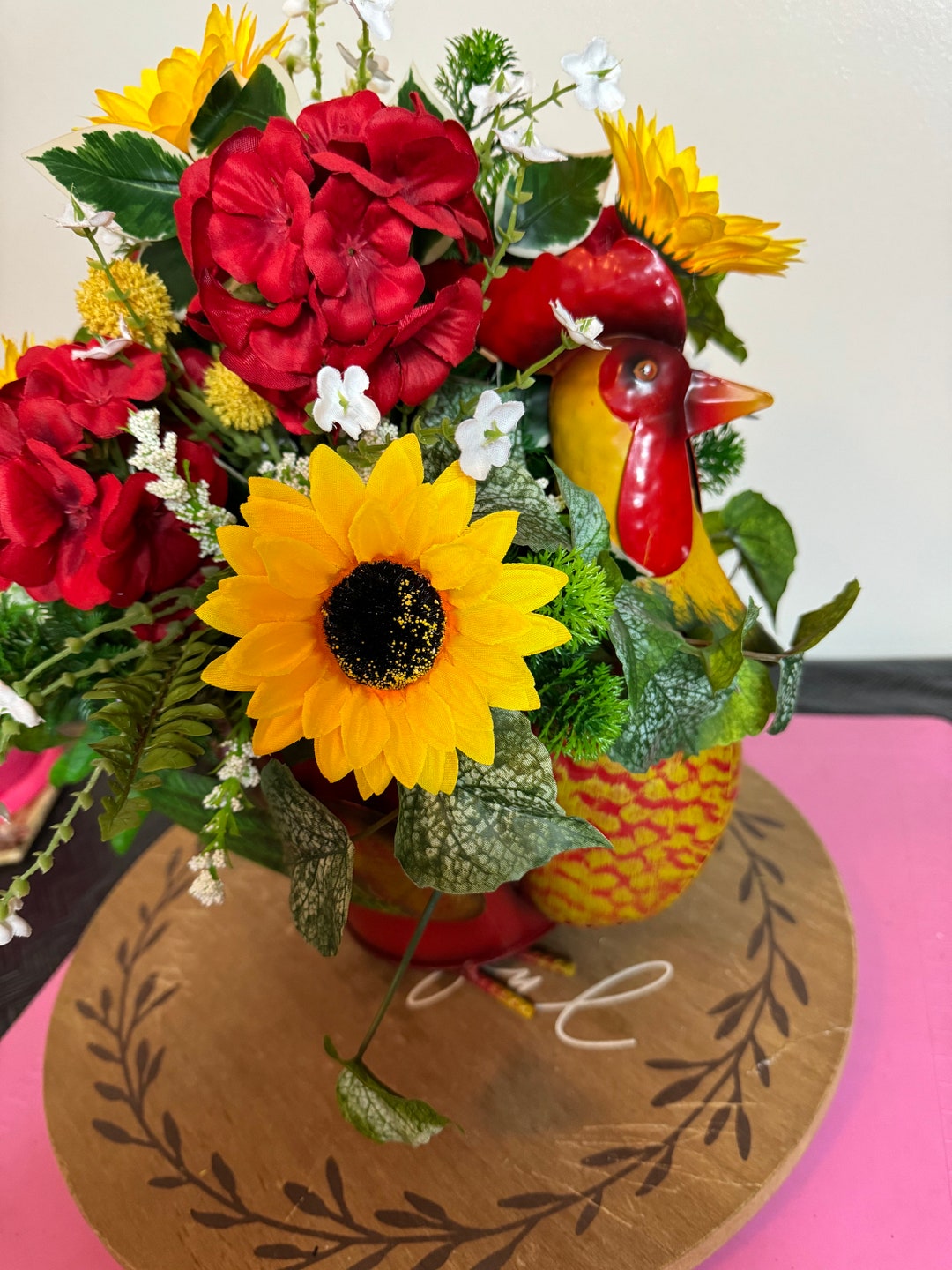 Rooster Centerpiece, Rooster Decor, Farmhouse Arrangement, Rooster ...