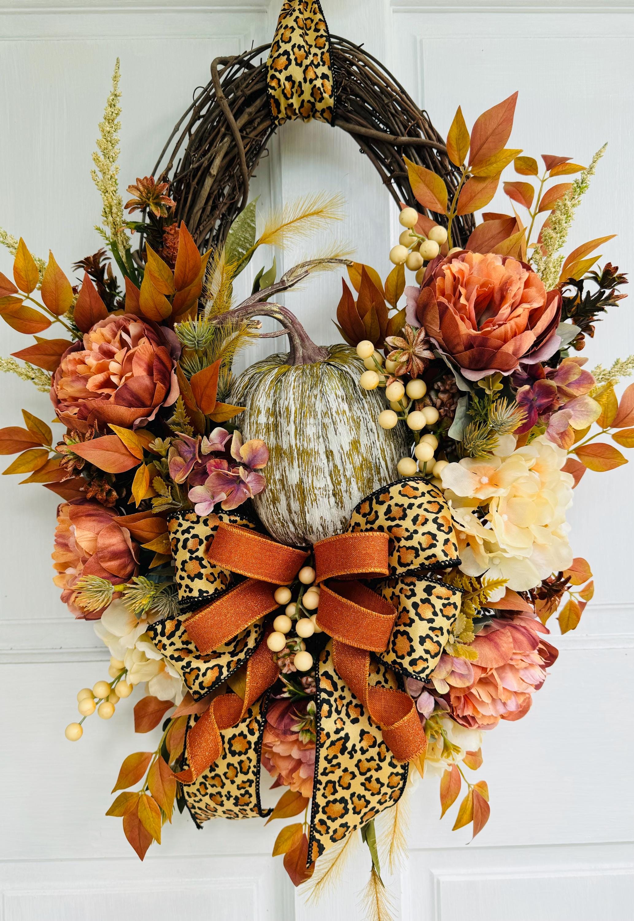 Fall Pumpkin Front Door Wreath, Fall Wreath,pumpkin Wreath, Fall Door ...