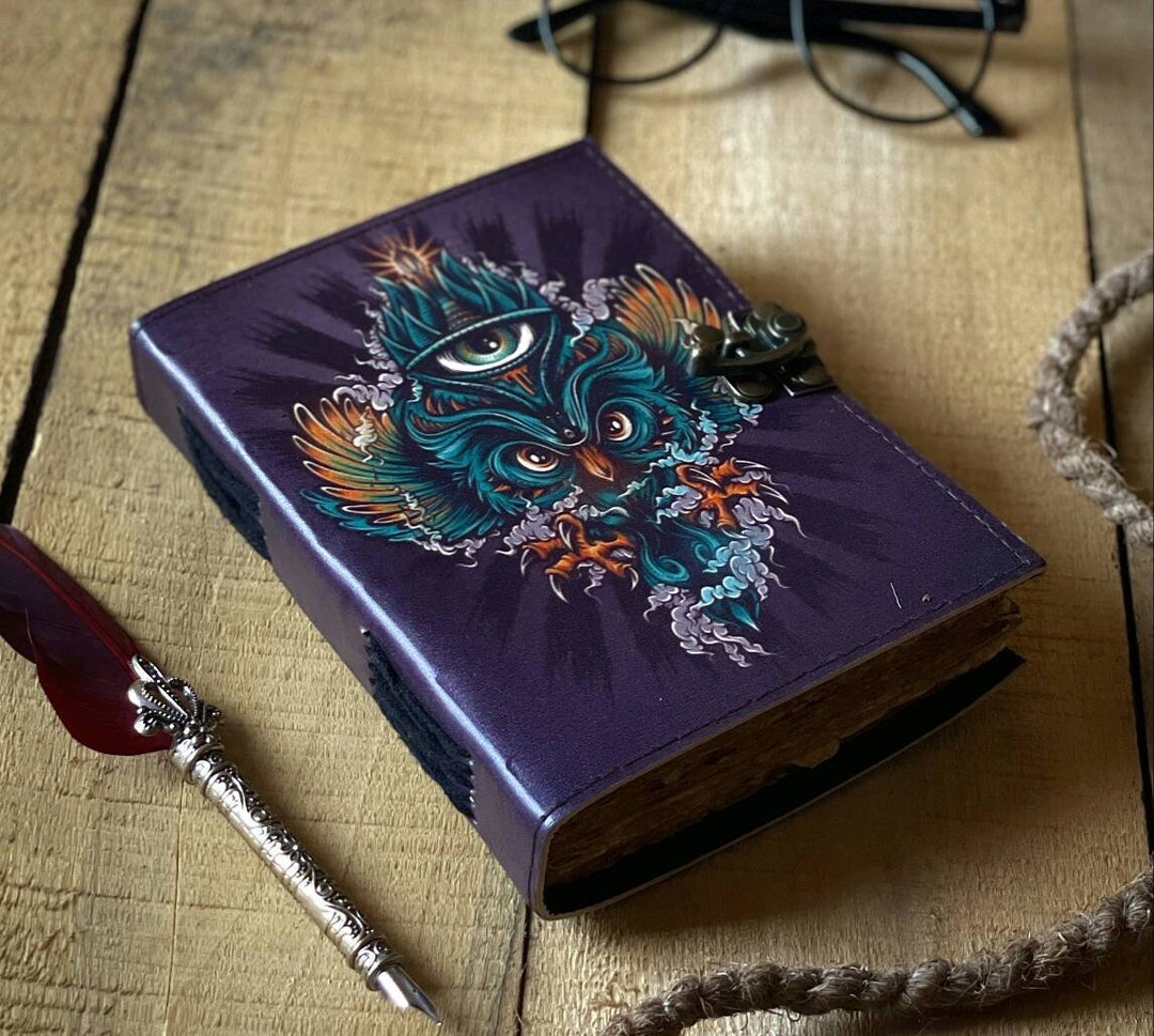 Blank Spell Book Owl Journal Handmade Deckle Edge Old Paper, Grimoire ...