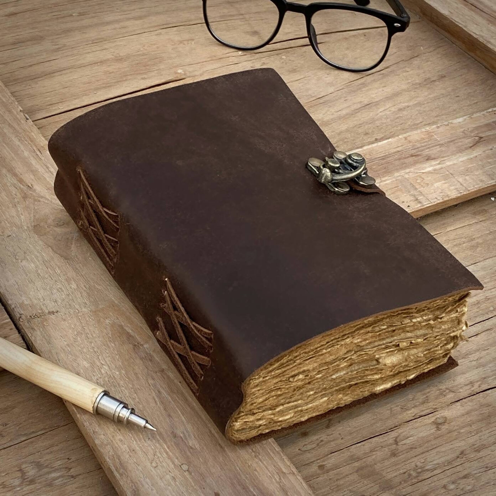 Vintage Leather Journal With Lock Book of Shadows Grimoire - Etsy UK