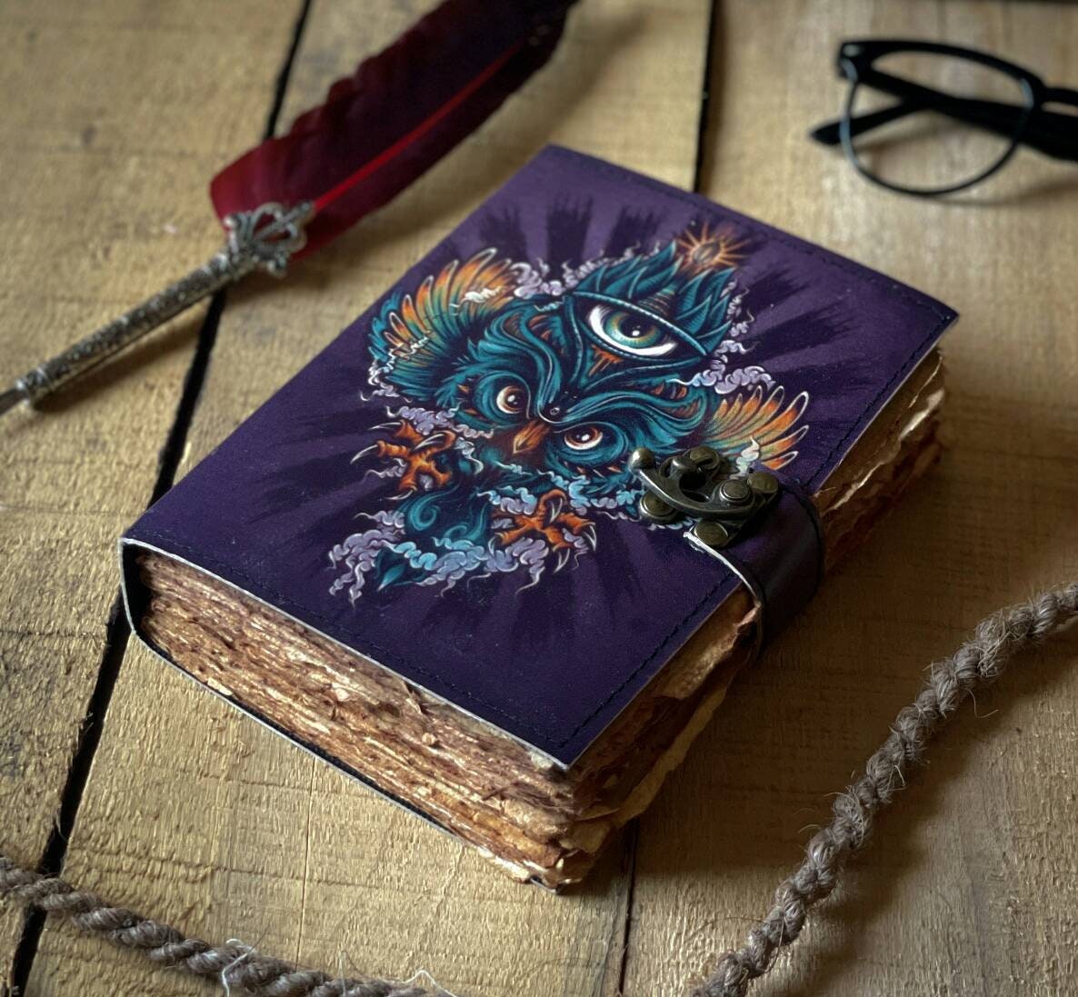 Blank Spell Book Owl Journal Handmade Deckle Edge Old Paper | Etsy