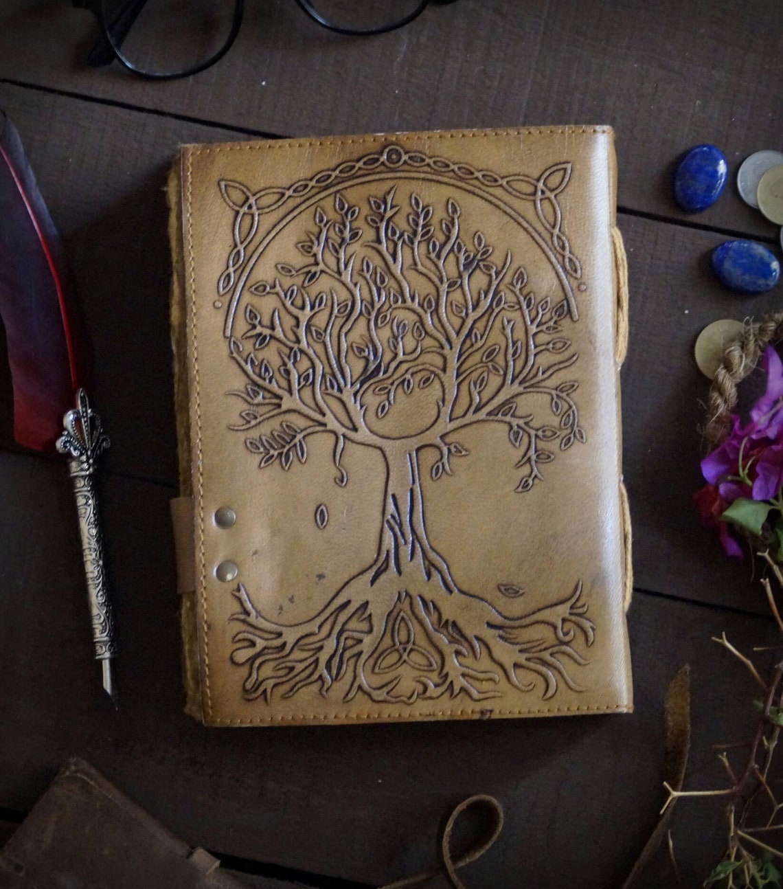 Tree of Life Leather Journal Vintage Leather Journal Deckle - Etsy