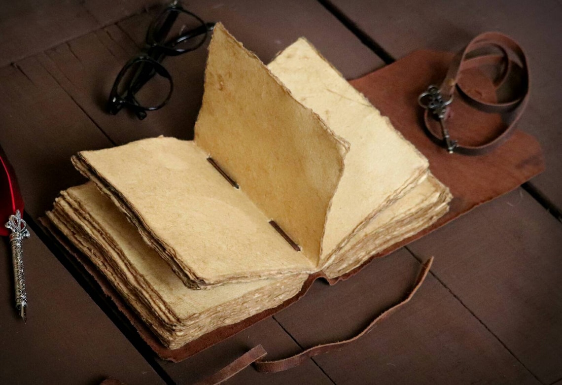 Vintage Leather Journal Deckle Edge Paper Leather - Etsy