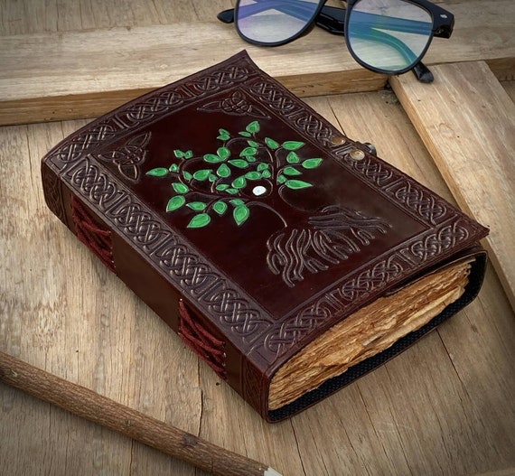 Tree of Life Leather Journal Vintage Leather Journal Deckle - Etsy