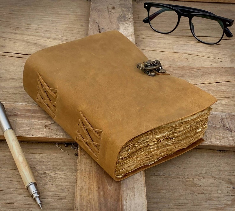 Vintage Leather Journal With Lock Book of Shadows Grimoire - Etsy UK