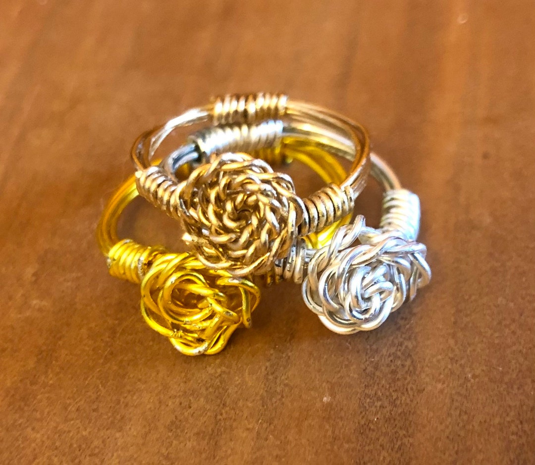 Rose Twisted Wire Rings - Etsy