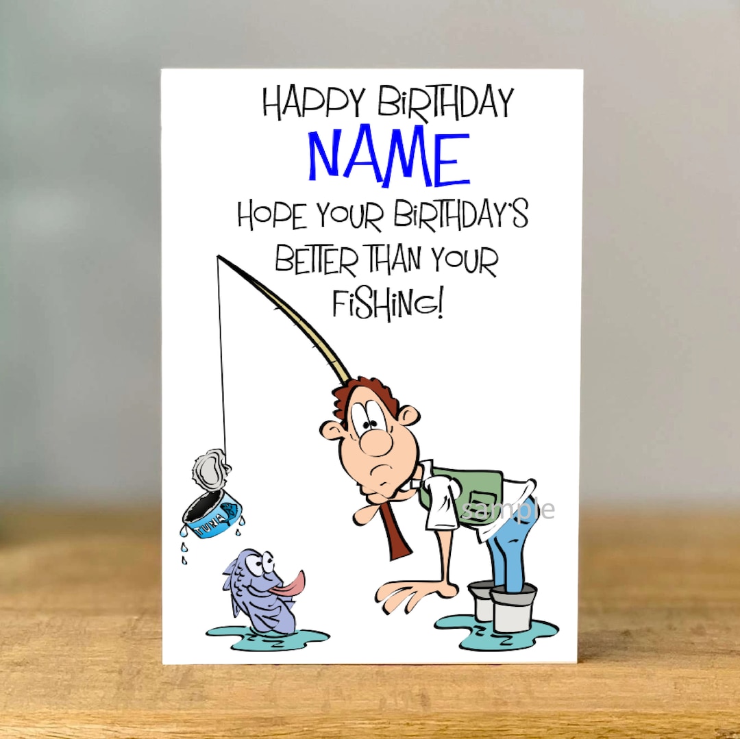 Personalised Fishing Birthday Card, Angler Gift, Dad, Grandad, Son ...