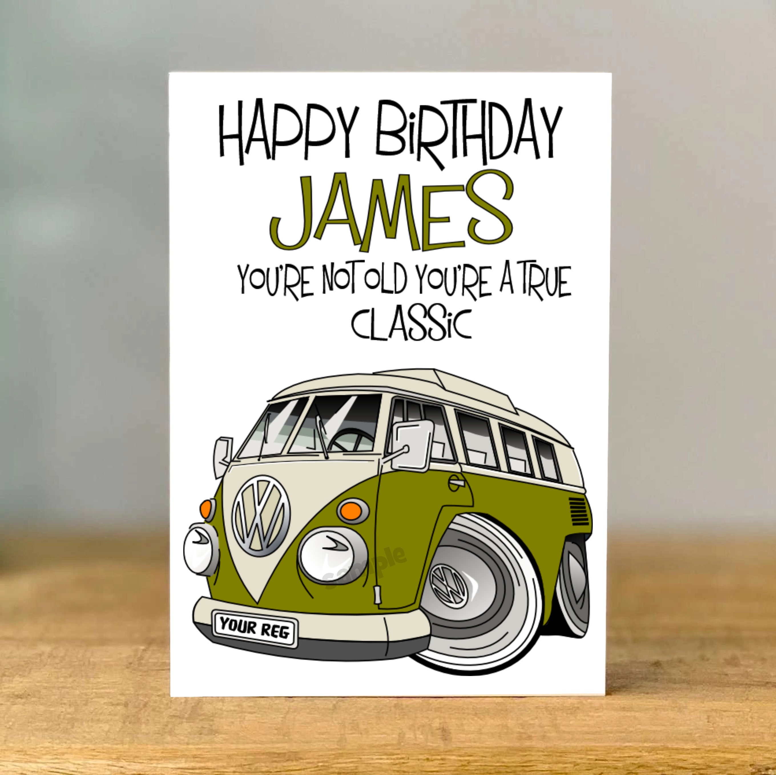 Personalised Vw Campervan Birthday Card Dad Son Sister Etsy