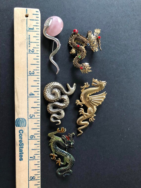 Costume Jewelry DRAGON and Snake Pins - Gem