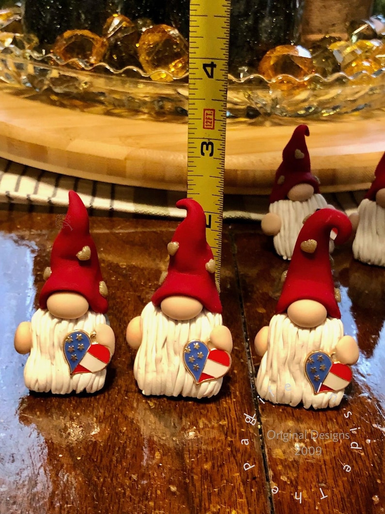 July 4th Polymer Clay Gnome Flag Butterfly Heart Stars Stripes Fairy ...