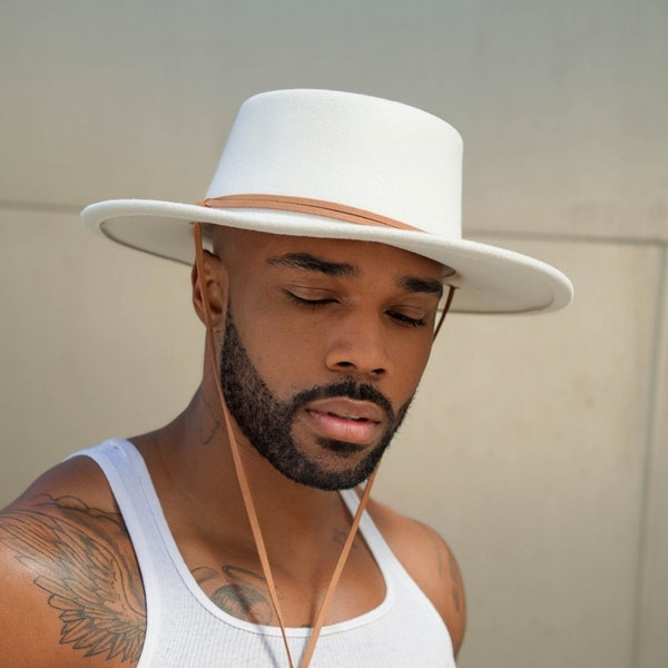 Flat Brim Straw Hat - Etsy