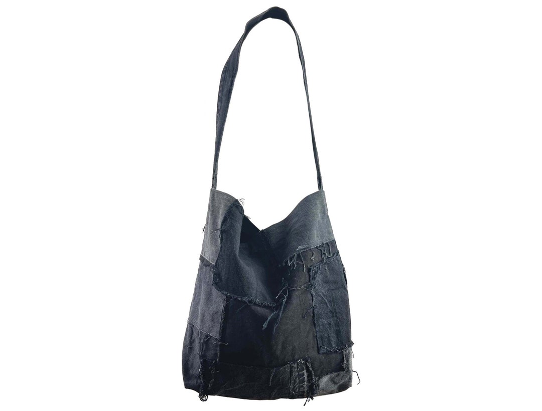 Slouch Patch Denim Bag Black - Etsy