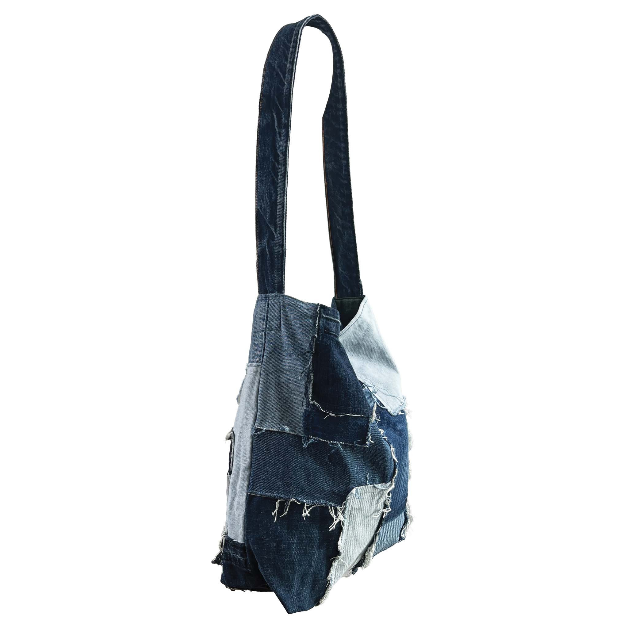 Slouch Patch Denim Bag Blue - Etsy