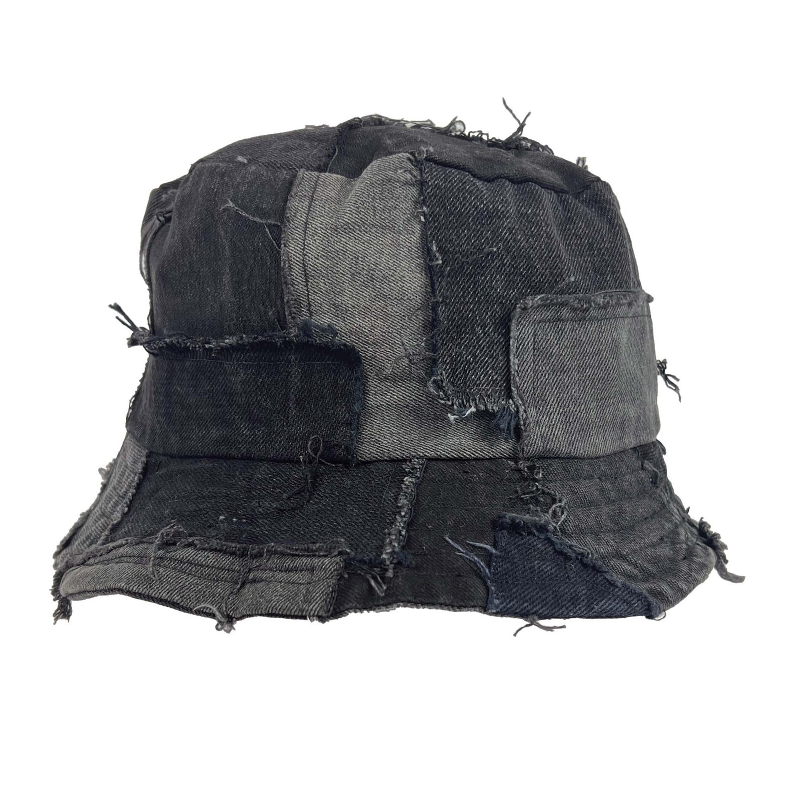 Patchwork Denim Big Bucket Hat Black - Etsy