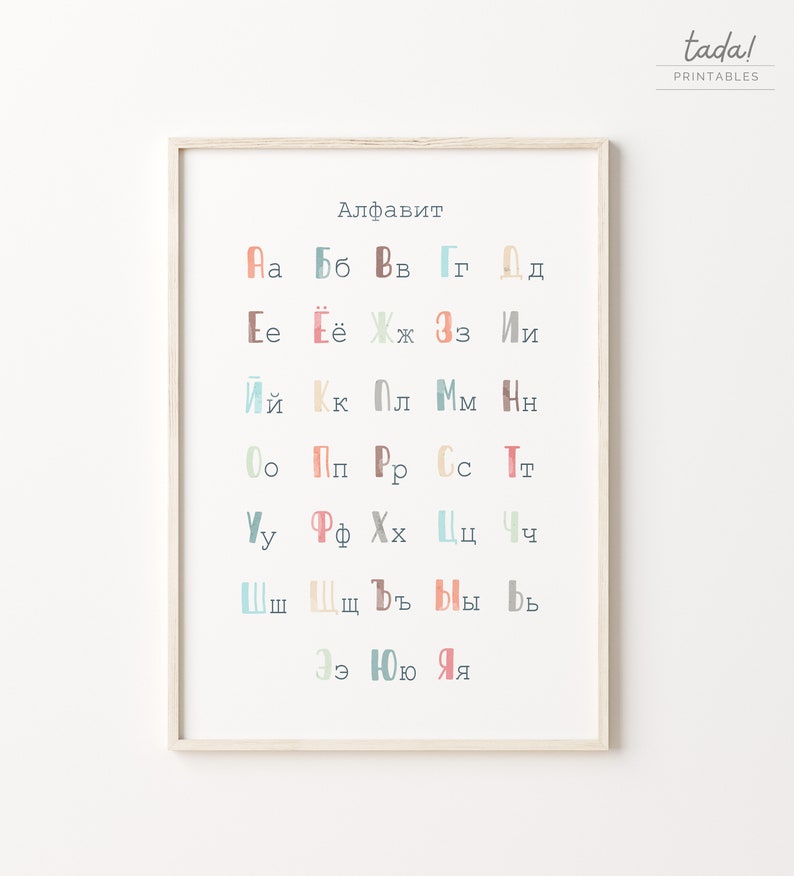 Russian Alphabet Print, Russian Nursery Educational Poster, Alphabet ...