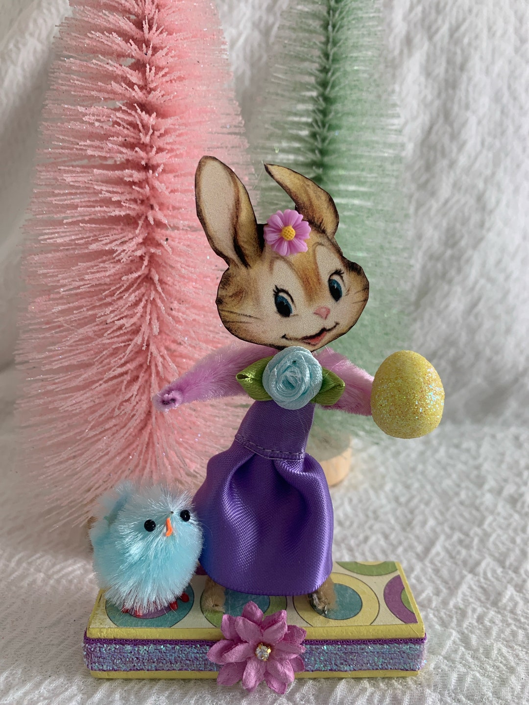 Bump Chenille Paper Doll Easter Miss Bonnie the Bunny - Etsy
