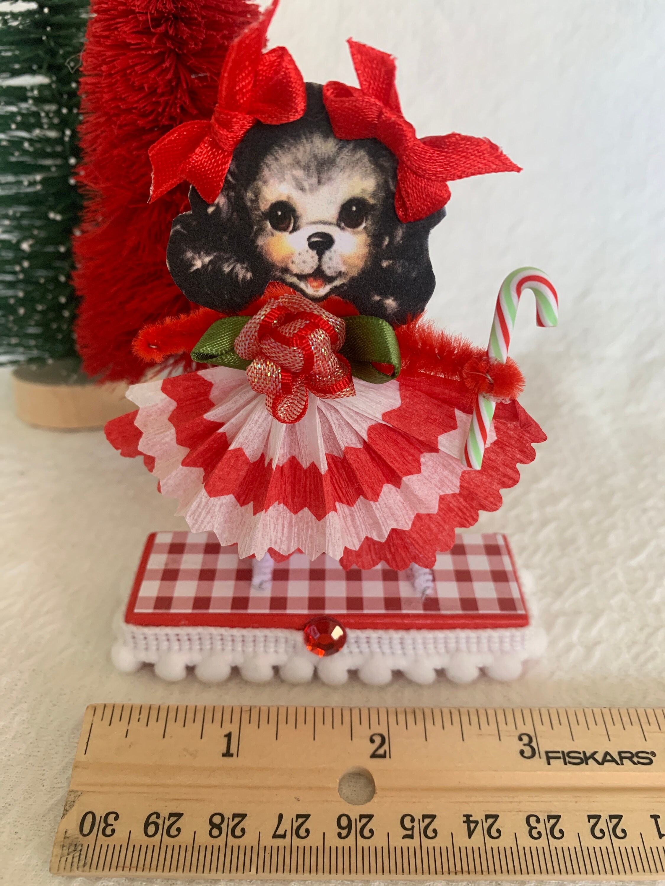 Vintage Inspired Bump Chenille Paper Doll Pippy the Christmas Pup - Etsy