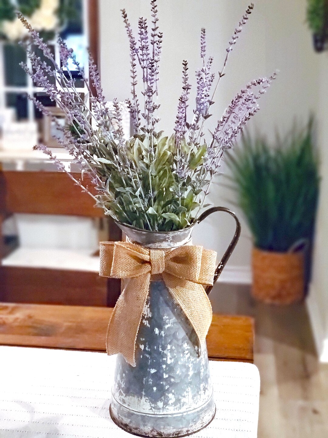 Farmhouse Floral Arrangement Lavender Arrangement Galvanized - Etsy