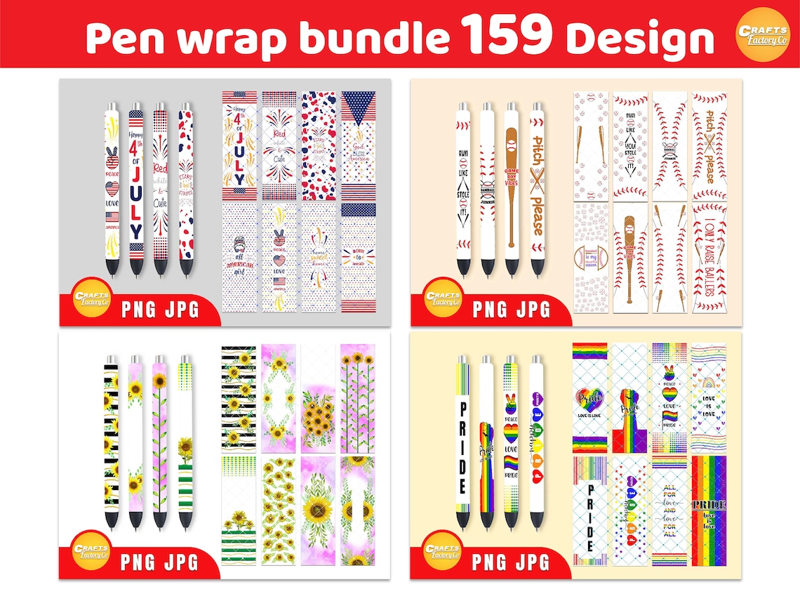 Pen Wrap Bundle 159 Design Pen Wraps Waterslide Epoxy Pen | Etsy