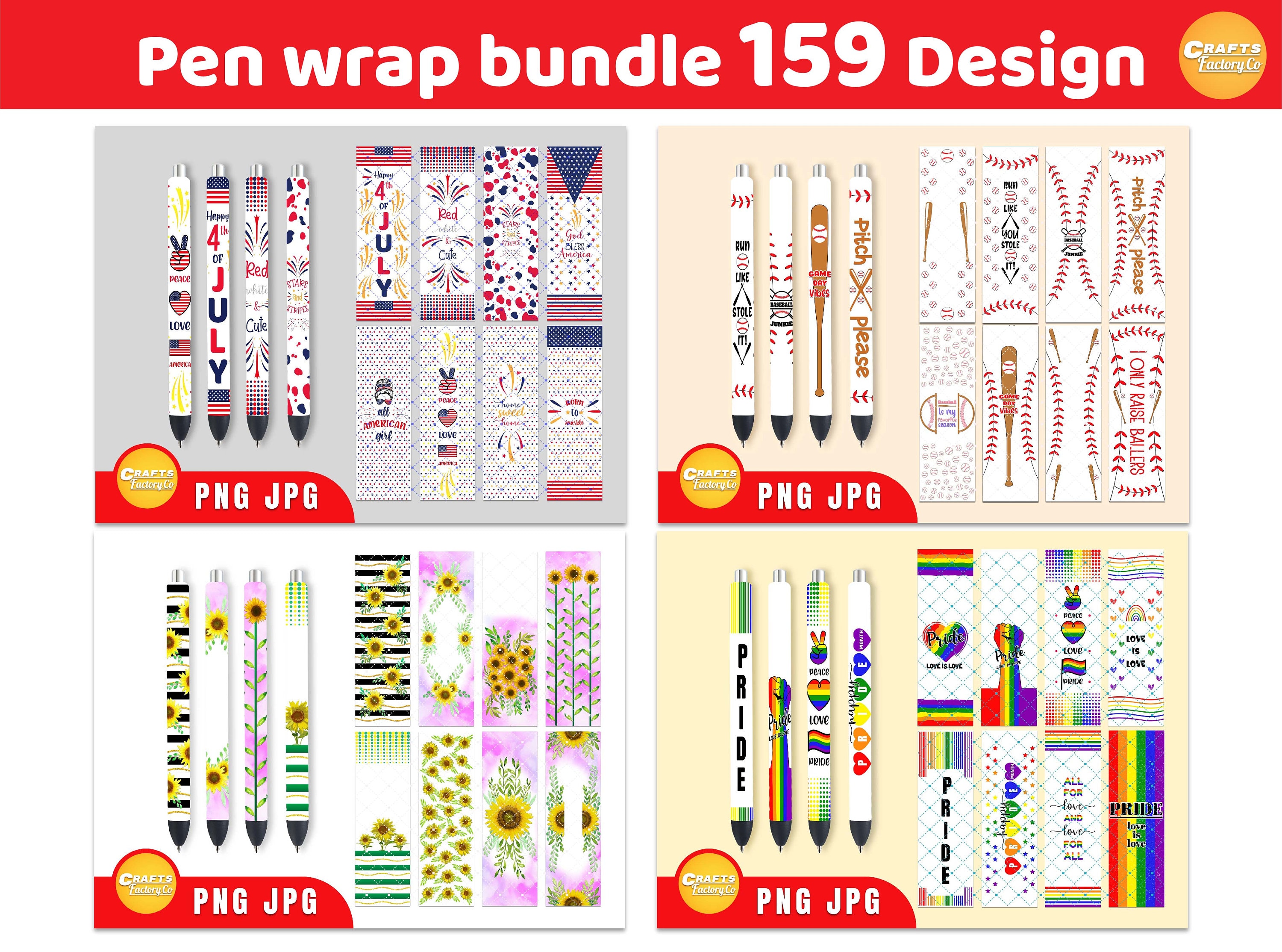 Pen Wrap Bundle 159 Design Pen Wraps Waterslide Epoxy Pen - Etsy