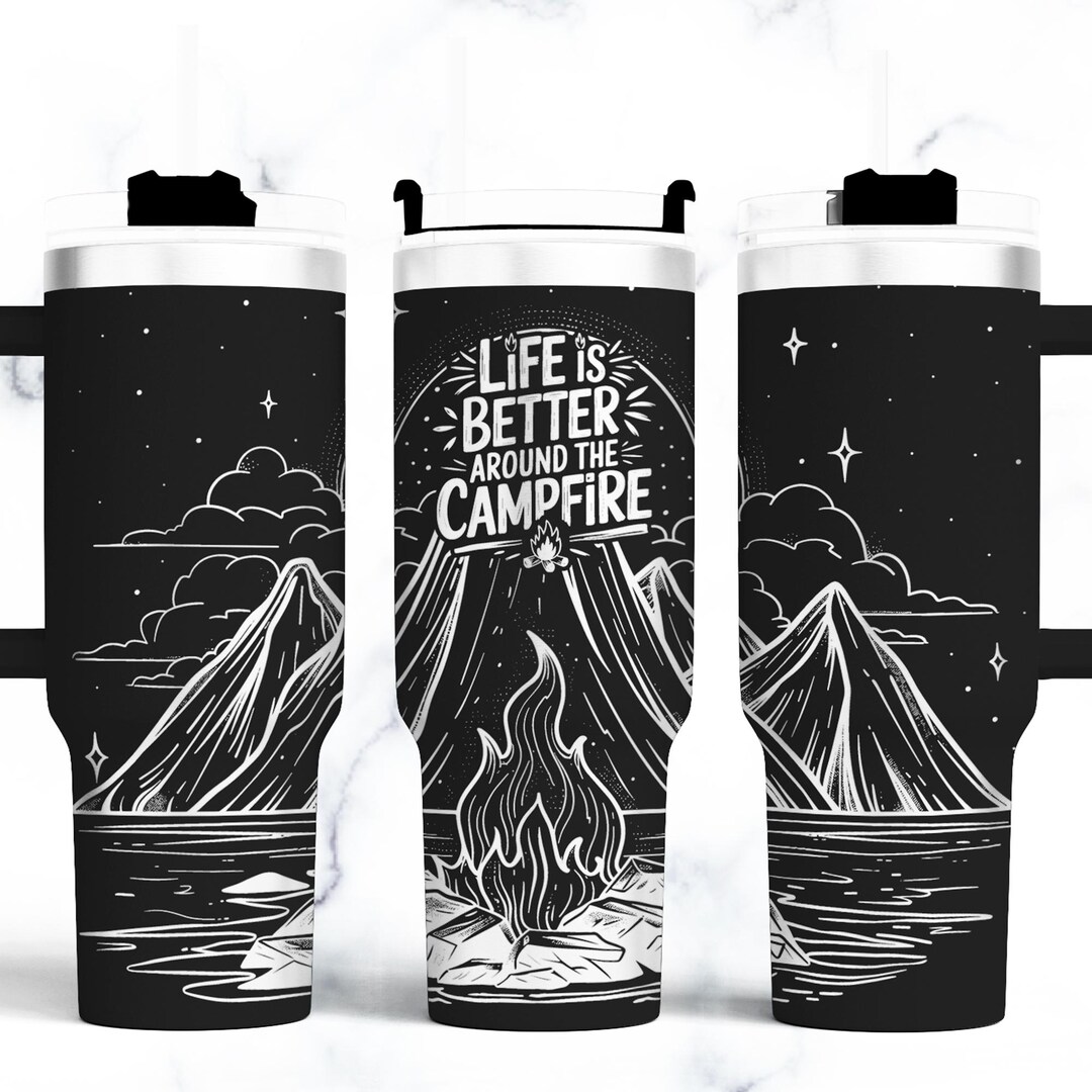 Campfire Tumbler Laser Engraving Files, Camping 40oz Tumbler Wrap ...