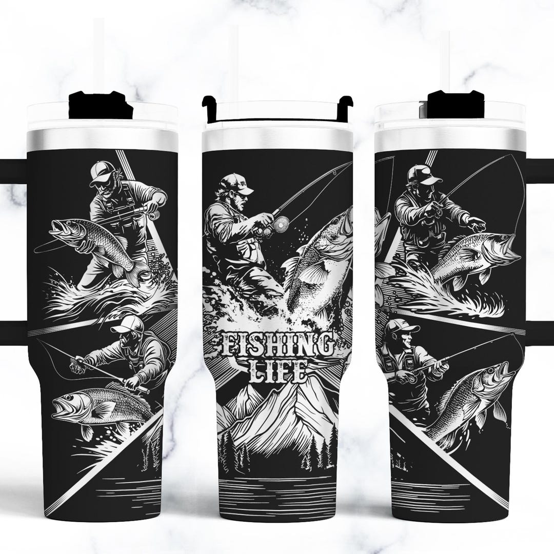 Fishing Tumbler Laser Engraving Files, Fishing 40oz Tumbler Wrap ...