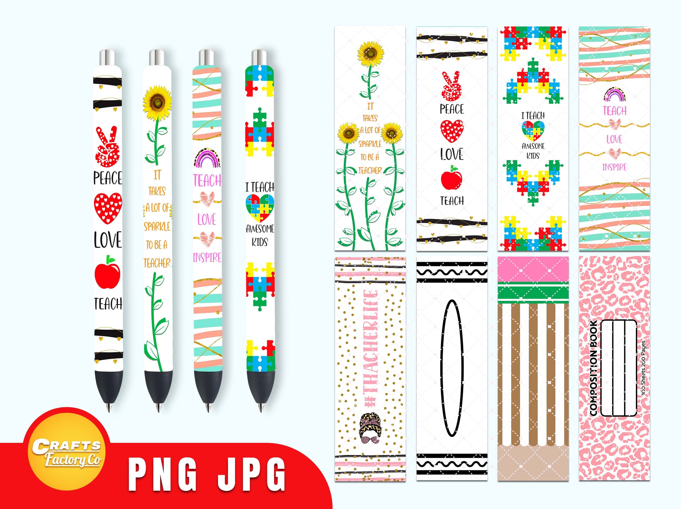 Teacher pen wraps Pen wrap crayon Glitter pen wrap Epoxy | Etsy