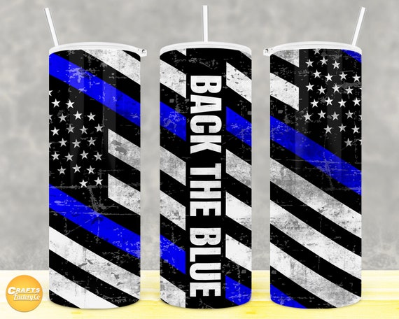 20oz Skinny Sublimation Back the blue tumbler png Police | Etsy