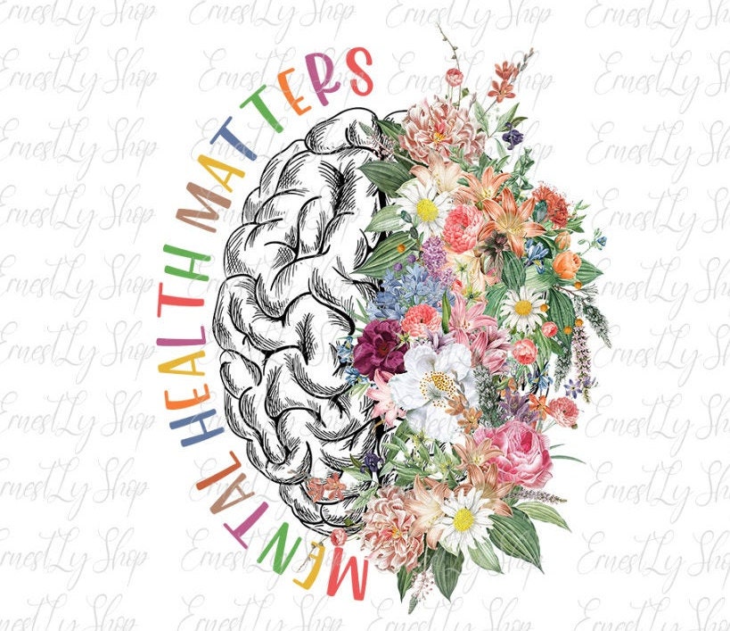 Mental Health Matters Flower PNG Green Ribbon png Digital | Etsy