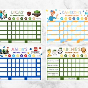 Personalised Re-usable Reward Chart With Velcro Stars, Wipeable Pen for ...