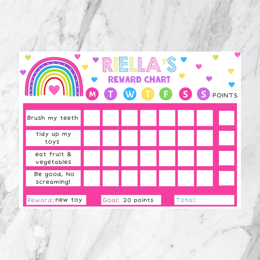 Personalised Reward Chart Digital Download Behaviour Chart for - Etsy