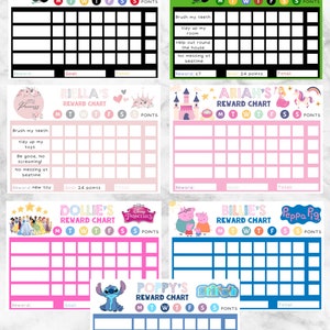 Personalised Re-usable Reward Chart With Velcro Stars, Wipeable Pen for ...