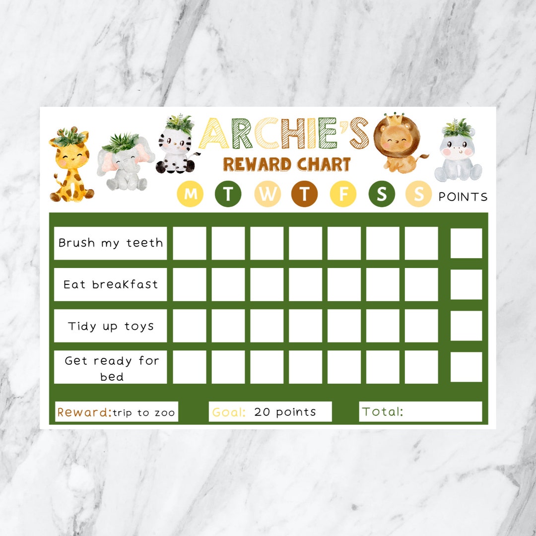 Personalised Reward Chart Digital Download Behaviour Chart for Kids ...