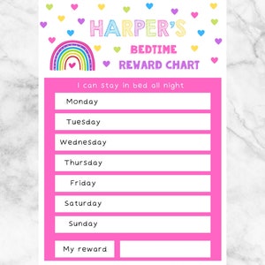 Personalised Re-usable Reward Chart With Velcro Stars, Wipeable Pen for ...