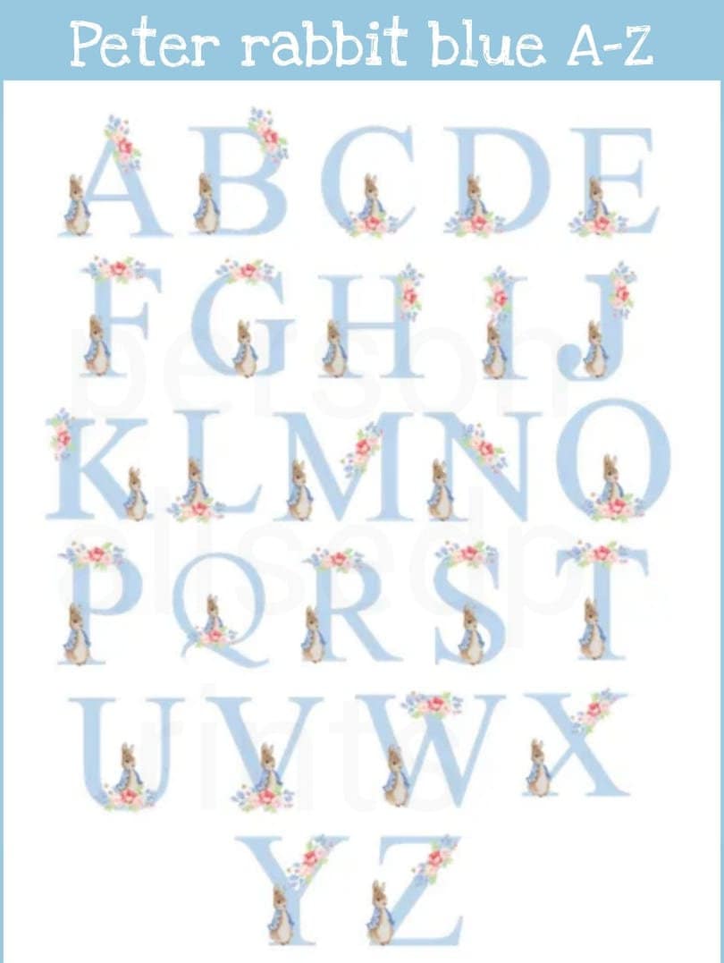 Peter Rabbit Floral Blue Alphabet PNG Digital Download - Etsy UK