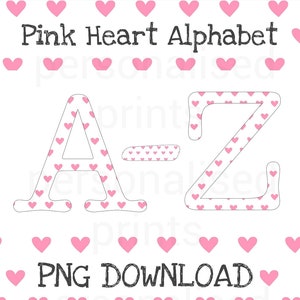 Pink Heart Alphabet A-Z PNG Digital Download - Etsy