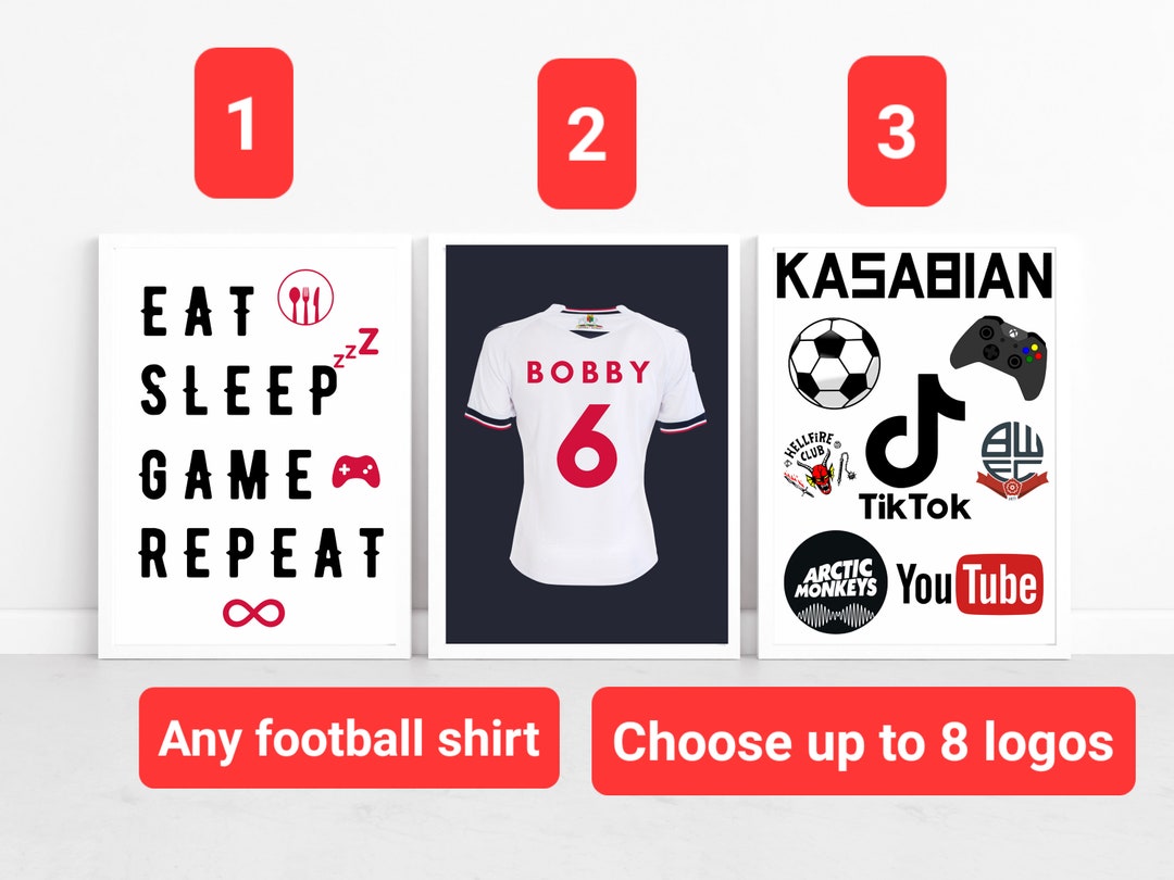 Personalised Football Shirt Print, Gamer Prints, Logo Prints - Etsy