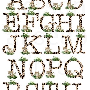Jungle Leopard Print Letters Alphabet A-Z Numbers PNG Digital - Etsy